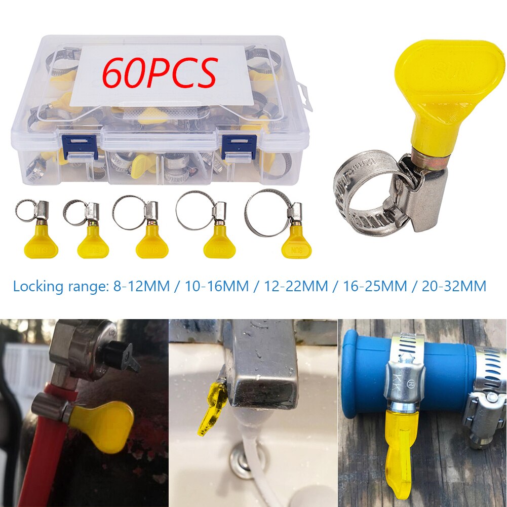 60Pcs Duim Schroef Slangklemmen Rvs 5 Maten 201 Ty... – Grandado