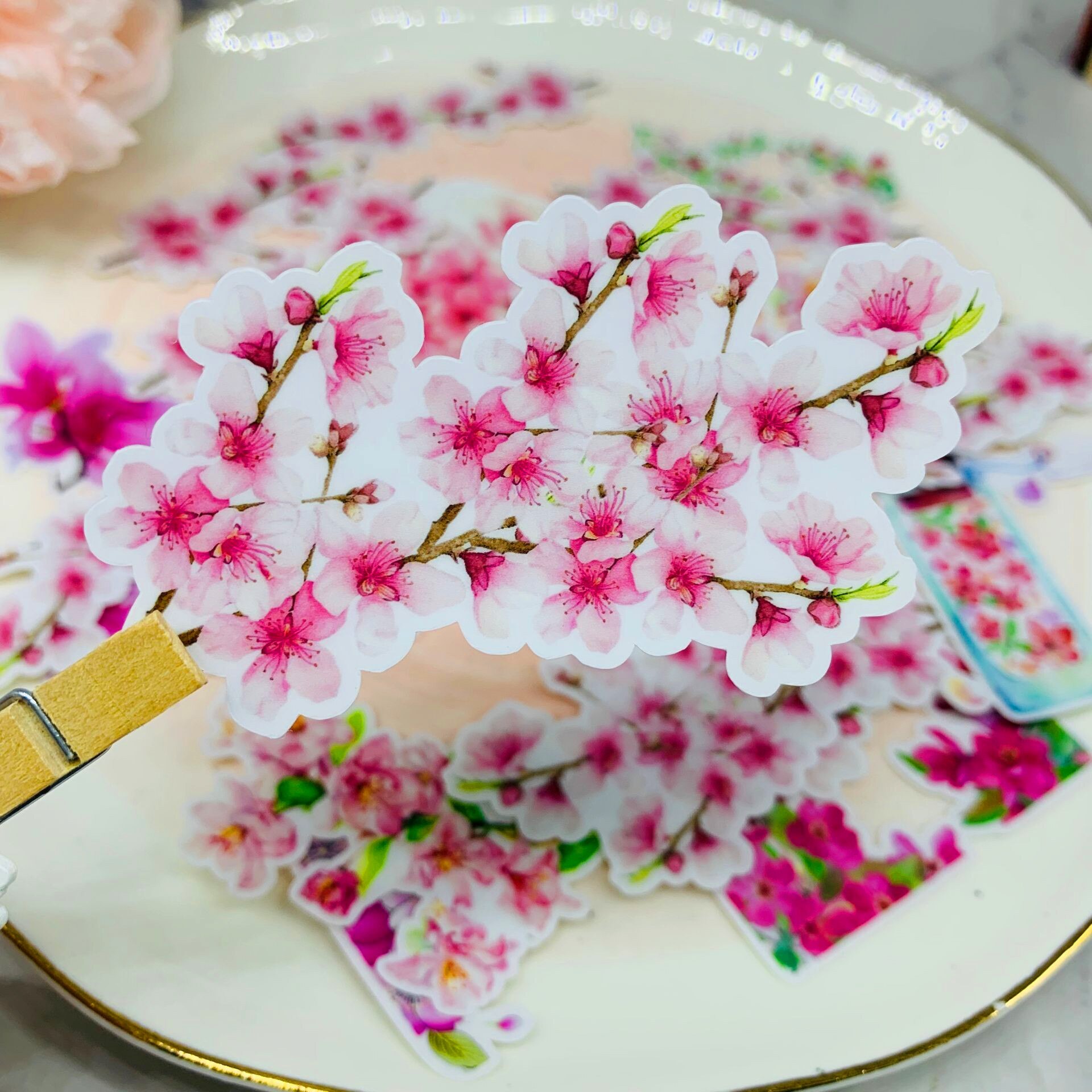 2p1cs Cherry blossoms stickers Scrapbooking Sticke... – Grandado