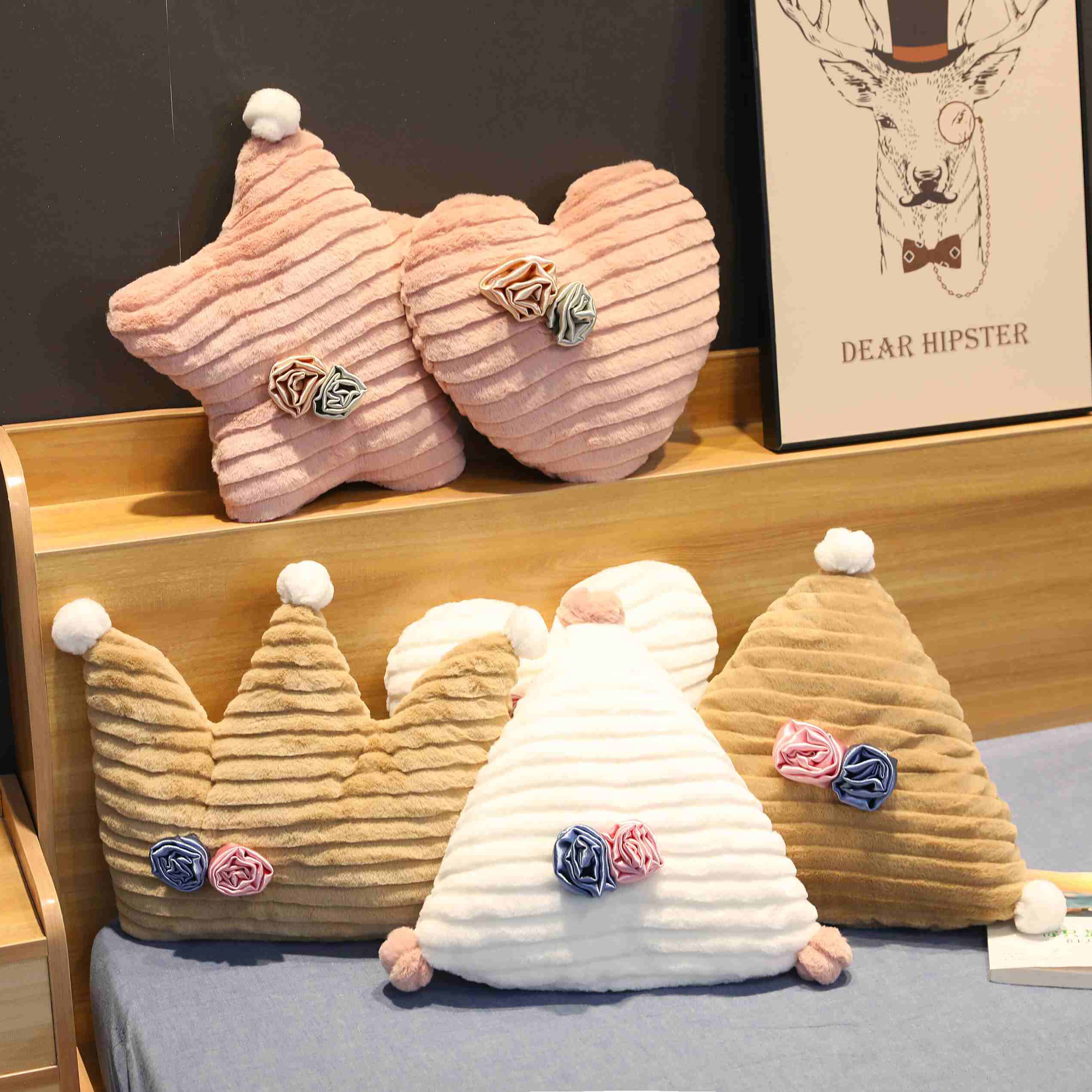 Moon Star Heart Crown Triangle Shaped Plush Pillow... – Grandado