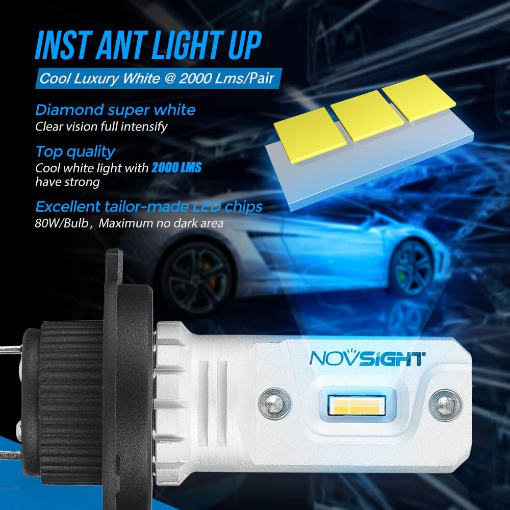 NOVSIGHT Fog Lights H7 Led H1 H3 80W 2000LM 6000K ... – Vicedeal