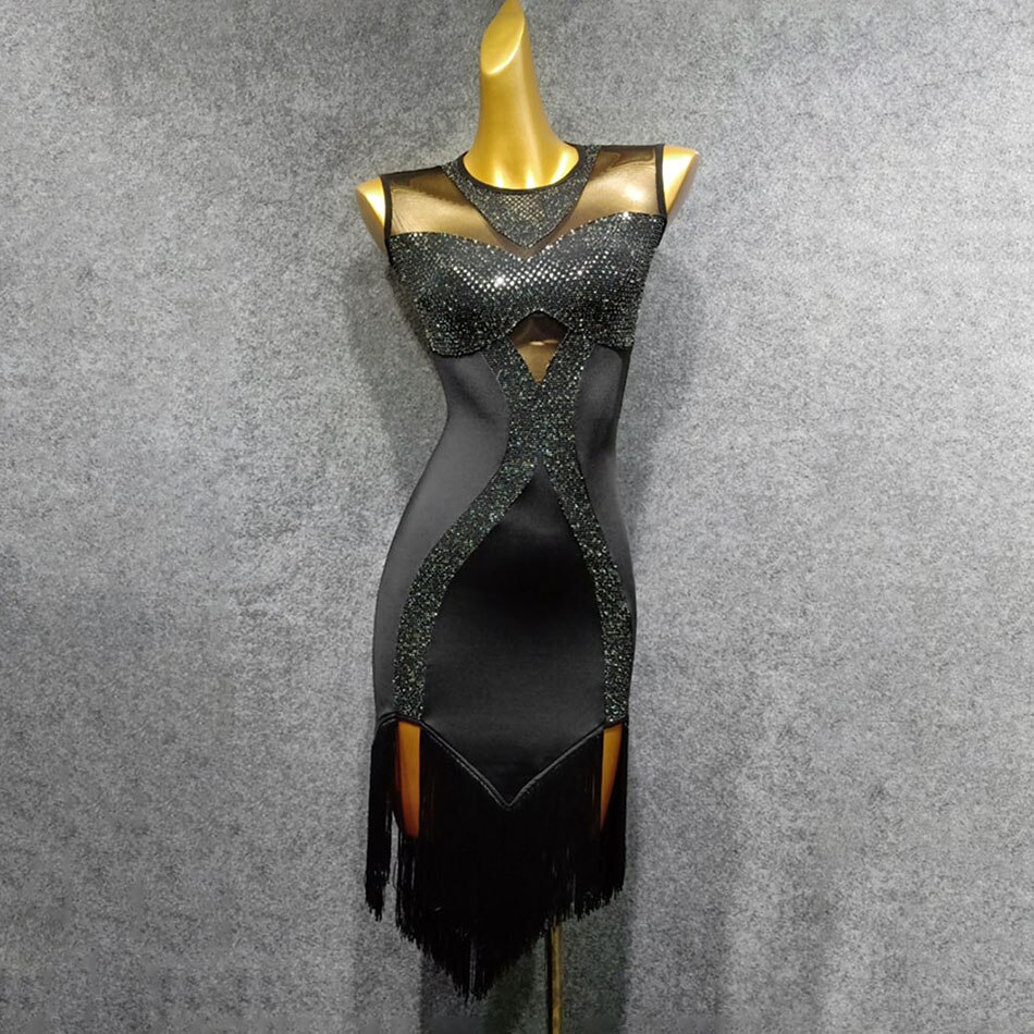 Sleeveless Black Tassel Latin Dance Dress Dancing ... – Grandado