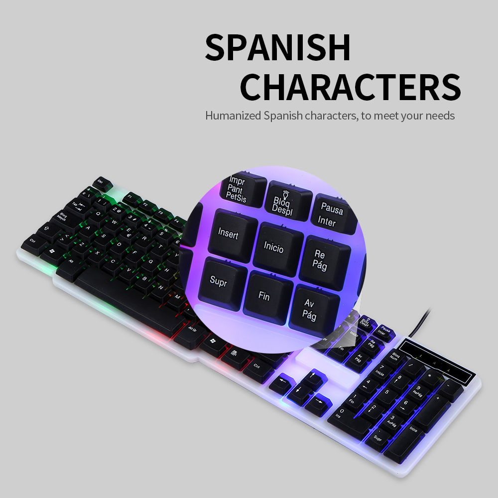 USB Wired Spanish Keyboard Mouse Combo 105 Keys Ba... – Vicedeal