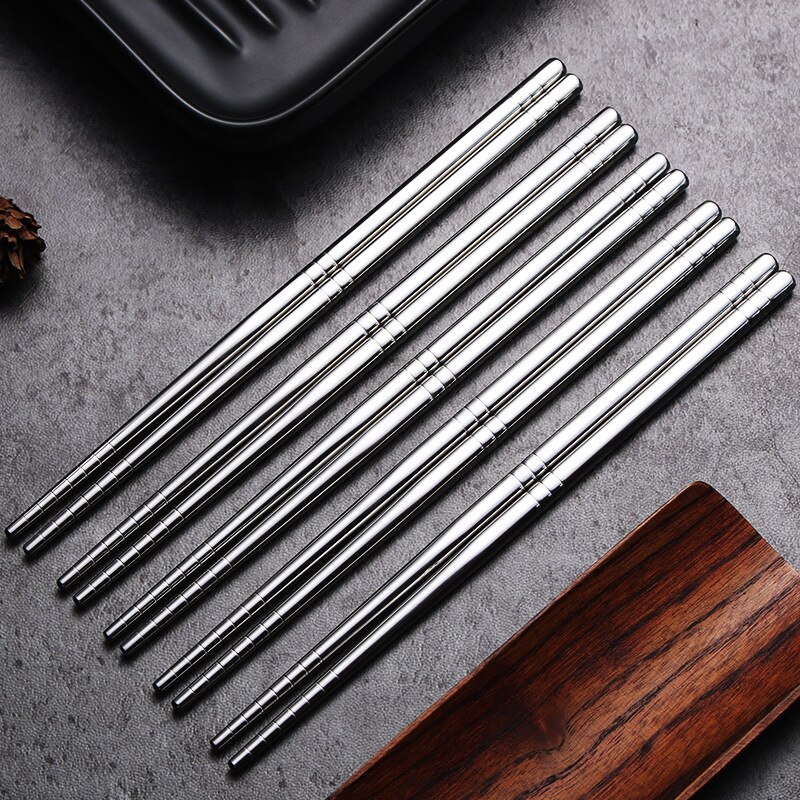 Silver 5 Pairs/Set Metal Chopsticks Non-slip 304 S... – Vicedeal