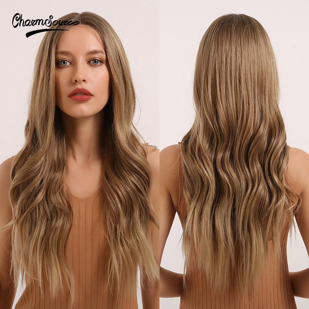 CharmSource Lace Front Wigs Long Natural Wavy Hair... – Grandado