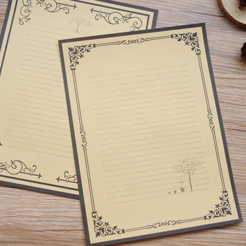 8 sheets Vintage Writing Paper Flower Leaf Kraft L... – Grandado