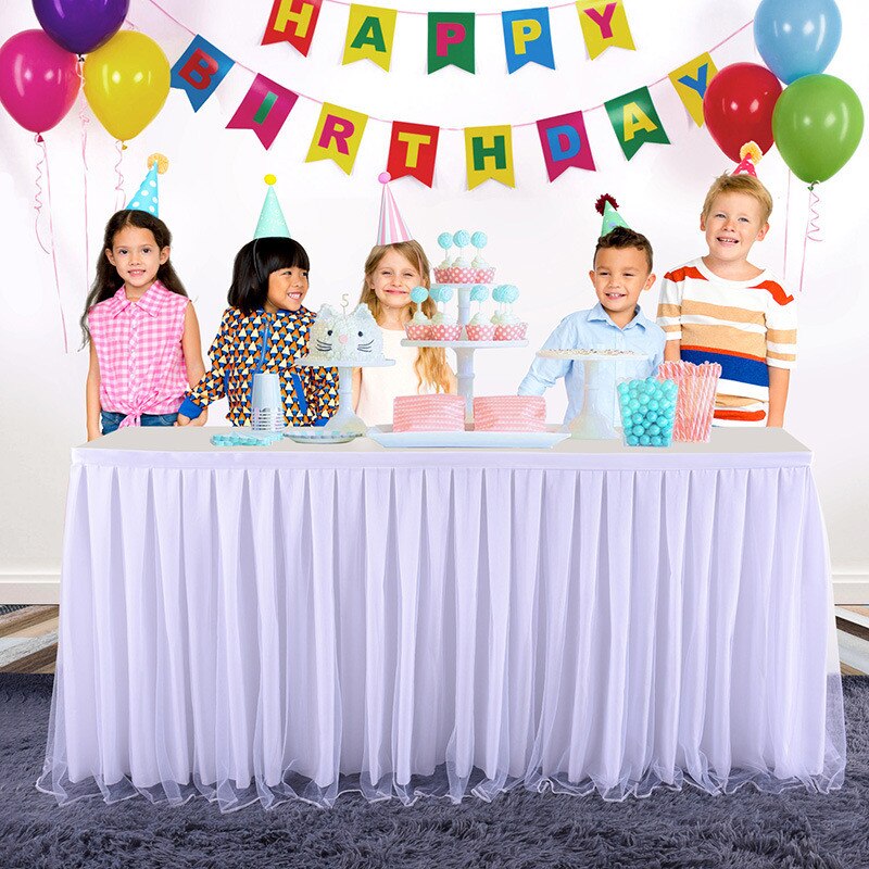 White and Pink Wedding Party Tutu Tulle Table Skir... – Grandado