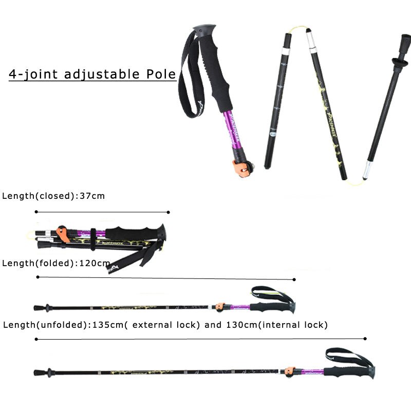 YOUGLE Adjustable 4 Section Alpenstock Komperdell ... – Grandado