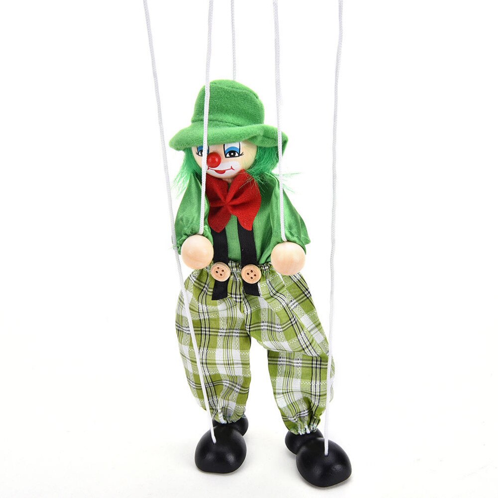 1Pc Pull String Puppet Clown Wooden Marionette Toy... – Vicedeal