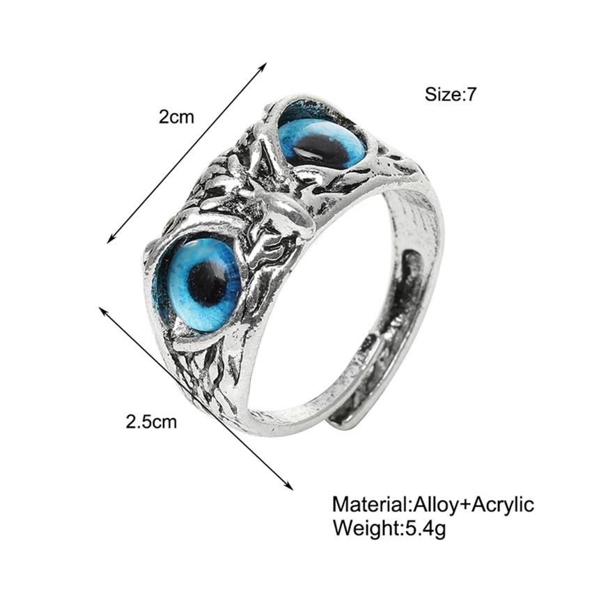 Retro Cute Simple Owl Ring Multicolor Eyes Silver ... – Grandado
