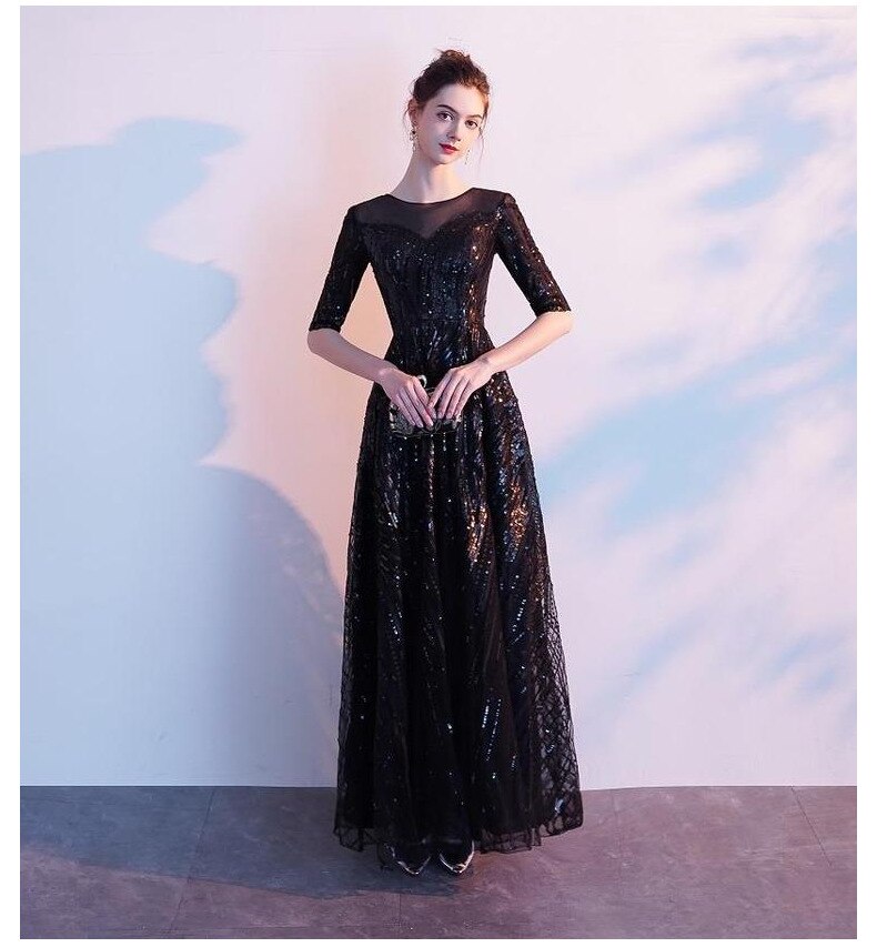 Annual Meeting Evening Dress Long Section Long-sle... – Grandado