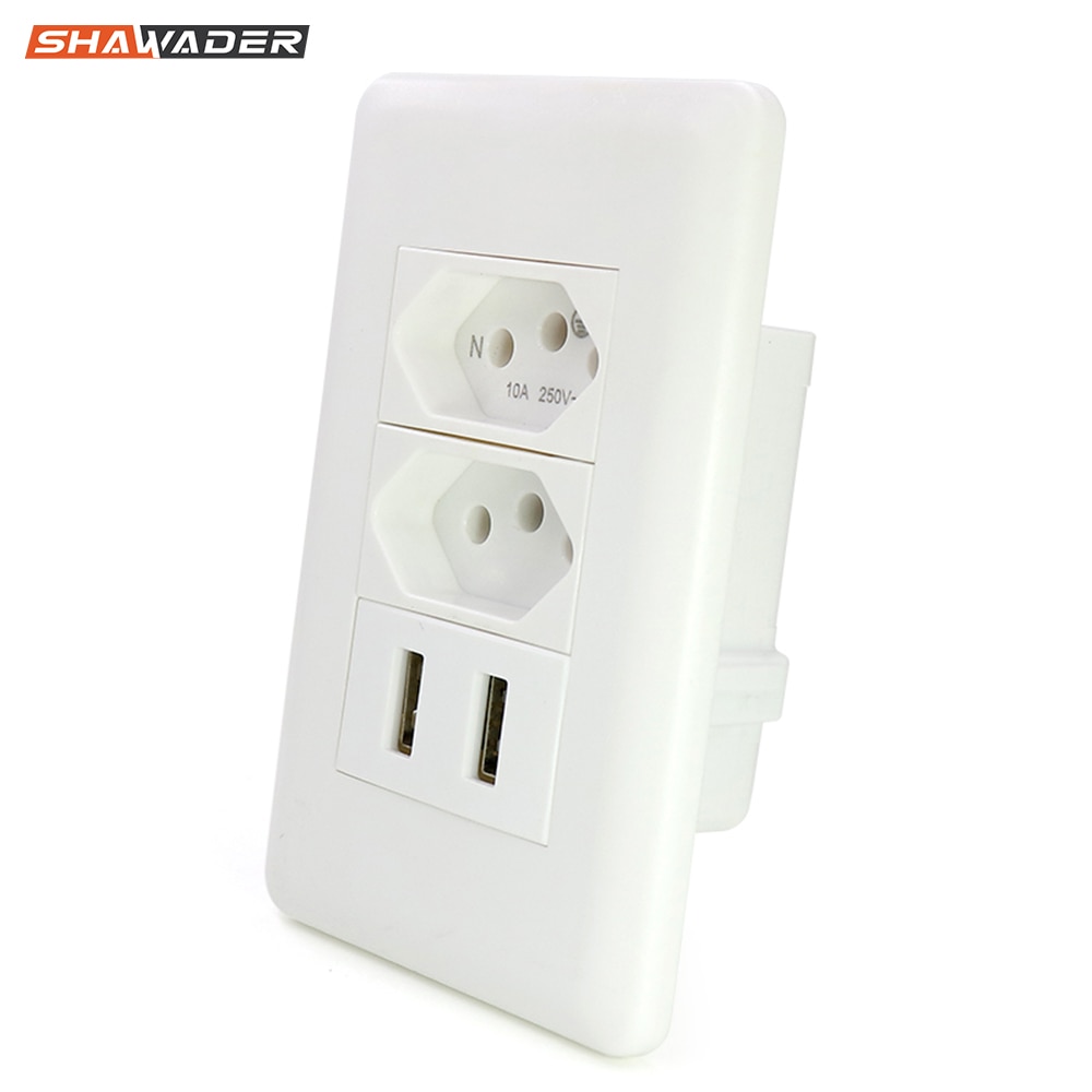 Brazil Wall Socket with Dual USB Electric 3Pin Plu... – Grandado