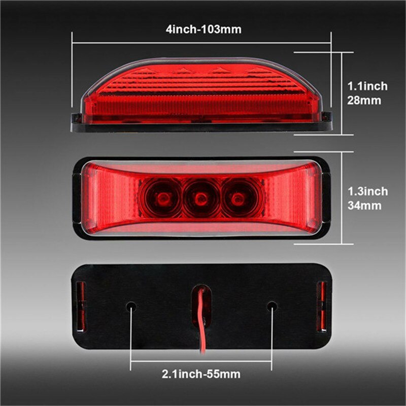 3 LED Fender Rear Light Red Side Marker Trailer RV... – Vicedeal