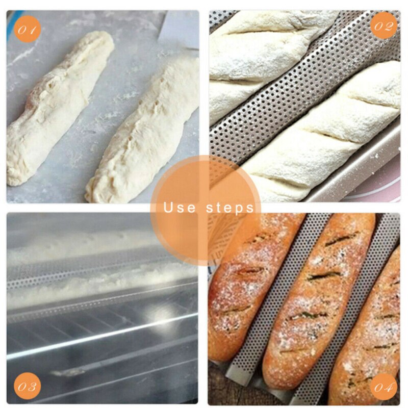 3 Grid Silver Baguette Mold Wavy French Bread Pan ... – Grandado