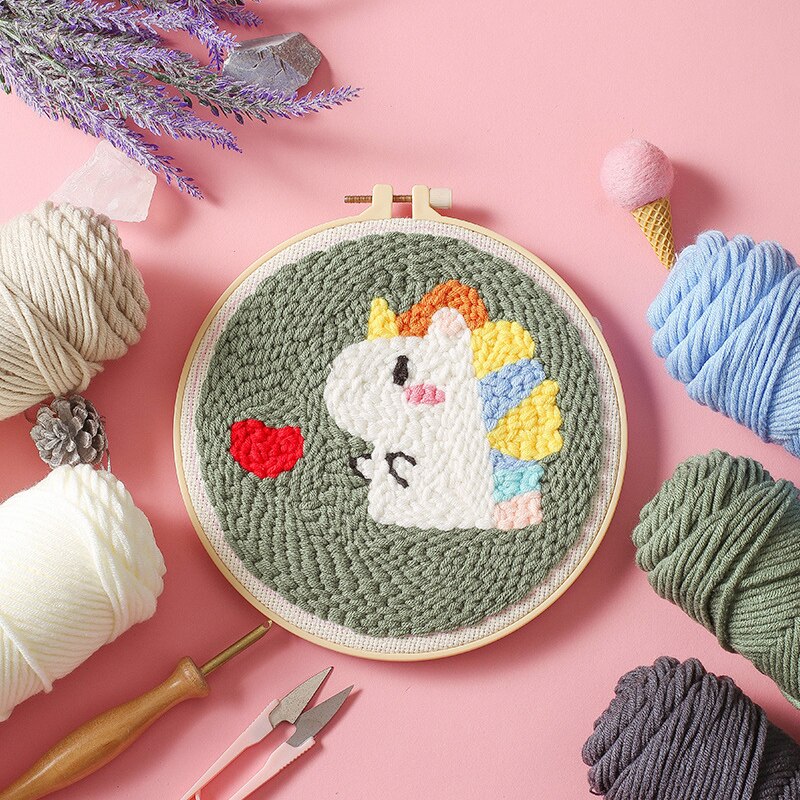 DIY Punch Needle Embroidery Kit with Hoop Punch Ne... – Grandado