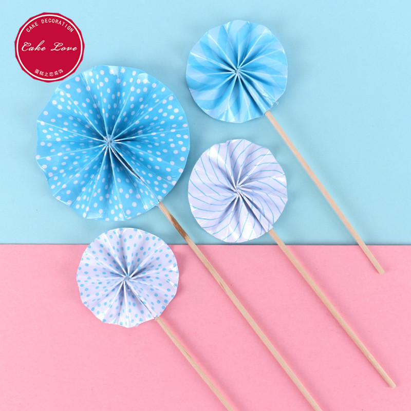 4 Stks/partij Mini Papier Fan Cake Cupcake Toppers... – Grandado