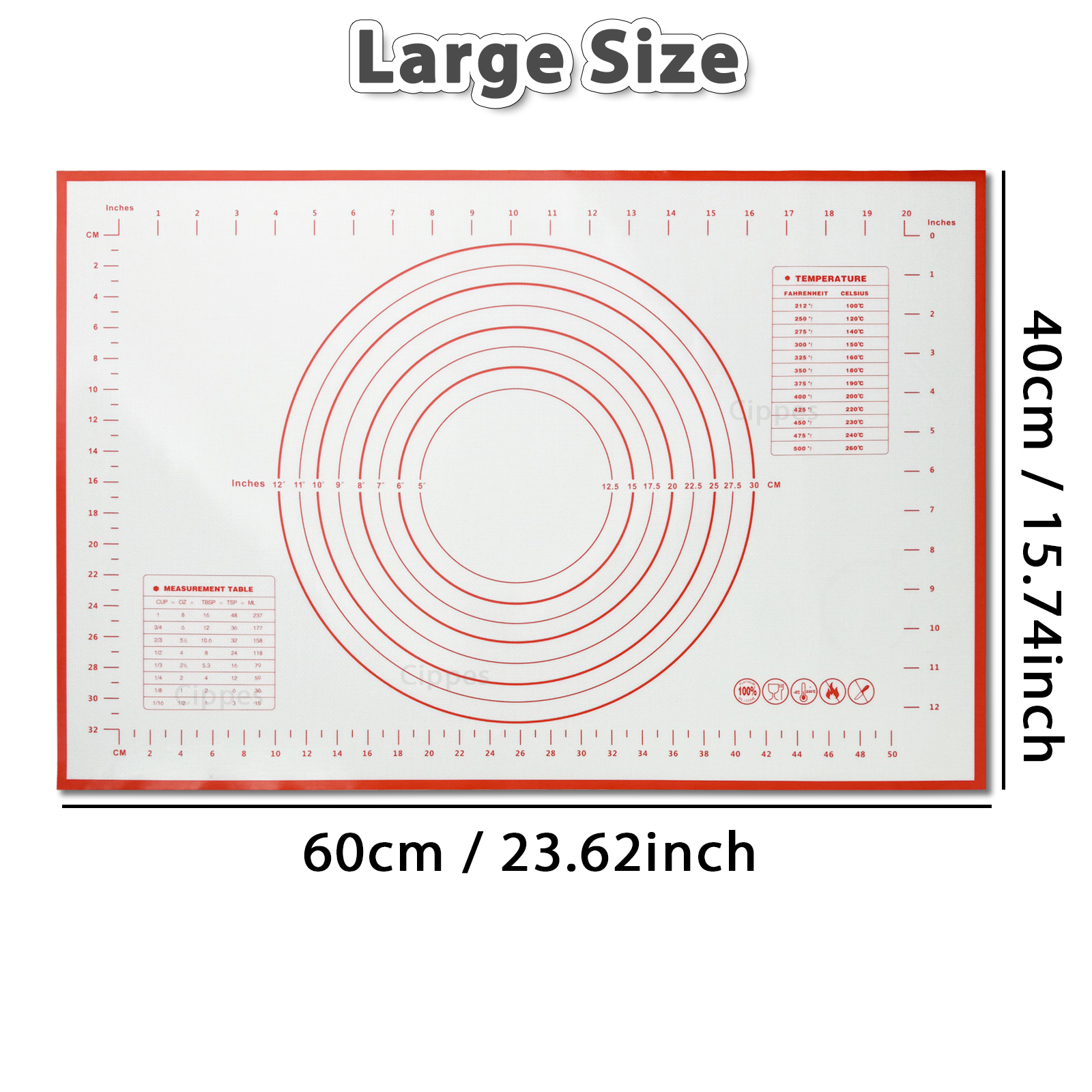 Non Slip Silicone Pastry Mat with Measurements, No... – Grandado