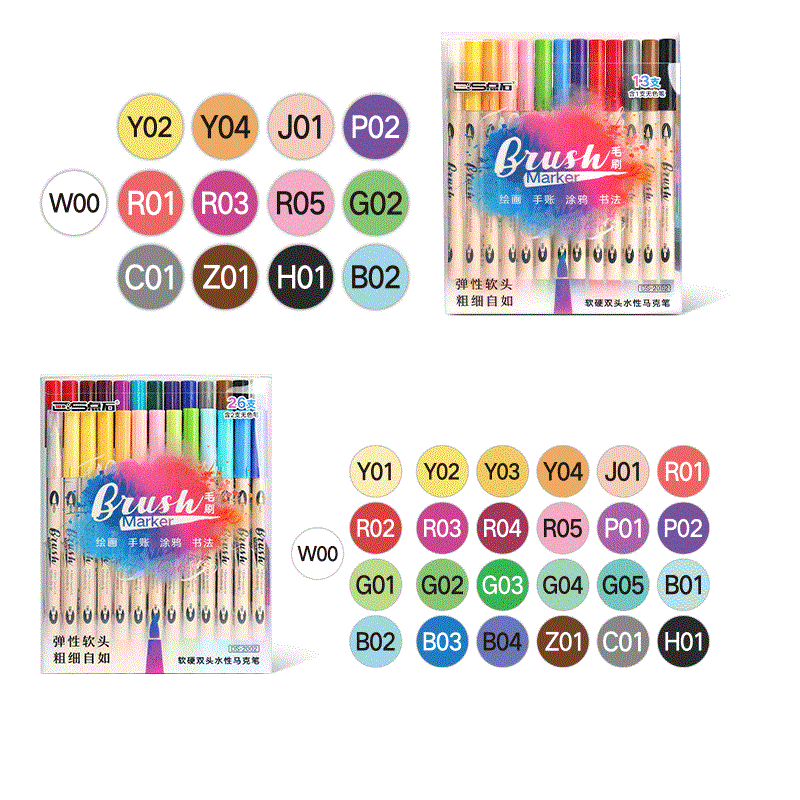 Dual-Side Schrijven Marker Pen Set Zachte Borstel ... – Vicedeal