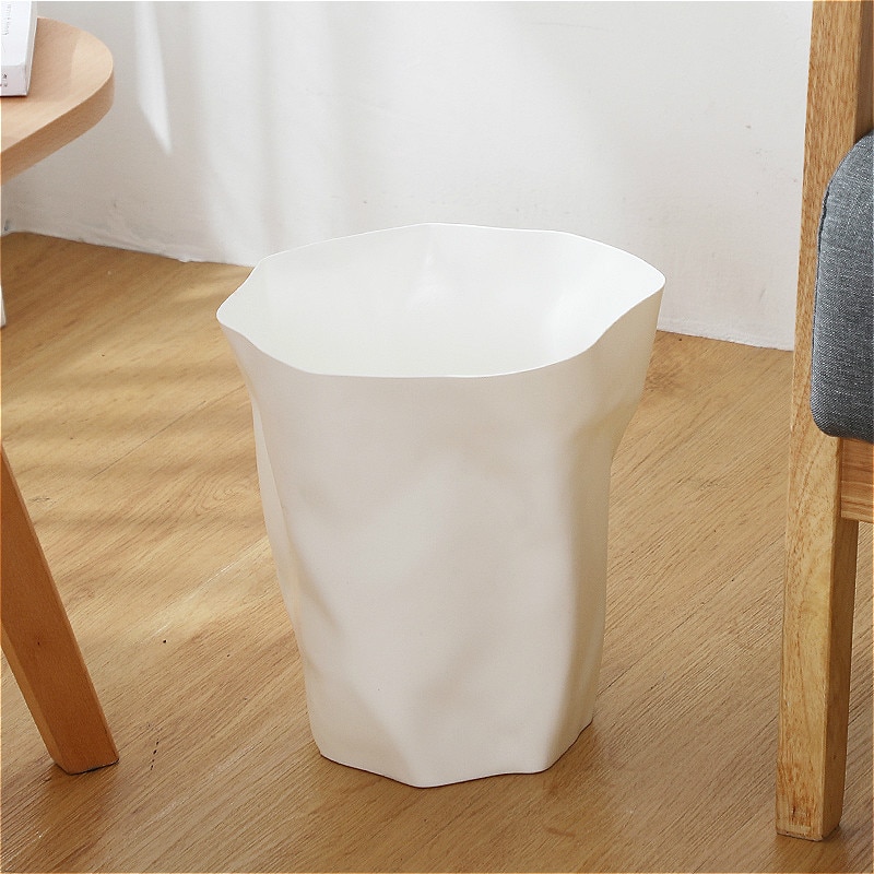 Pleated Trash Can Waste Bin Household Office Bathr... – Grandado