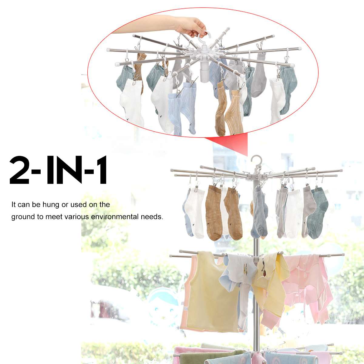 3 Tier Opvouwbare Kleding Wasserij Vervoerbare Rvs... – Vicedeal