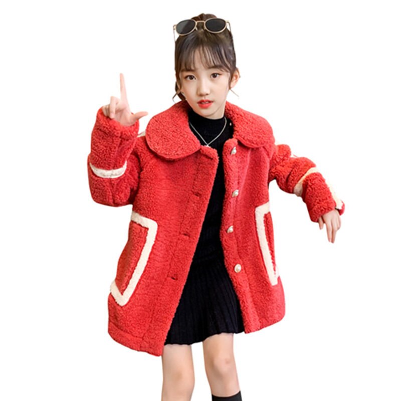 Girls Warm Winter Coat Thickened Faux Fur Long Kid... – Grandado