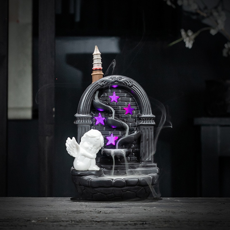 T Beautiful Angel Backflow Incense Burner with LED... – Grandado