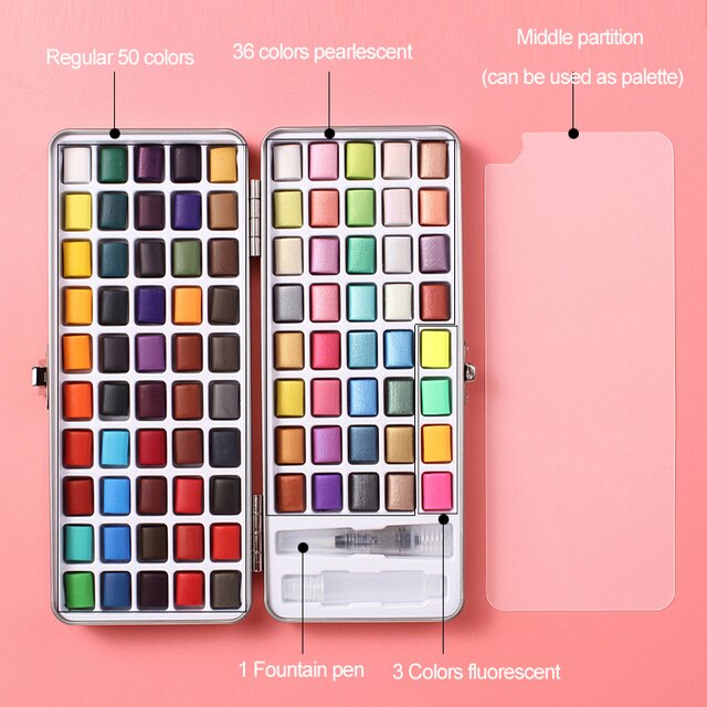 50/72/90 Color Solid Watercolor Paint Set Portable... – Grandado