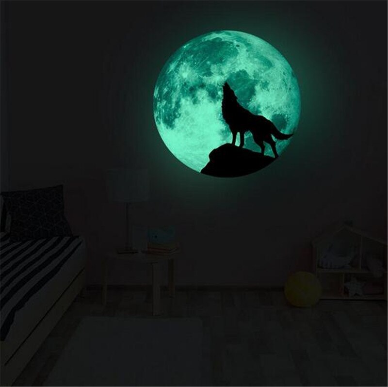 Luminous Moon Wolf Wall Sticker Glass Decoration P... – Vicedeal