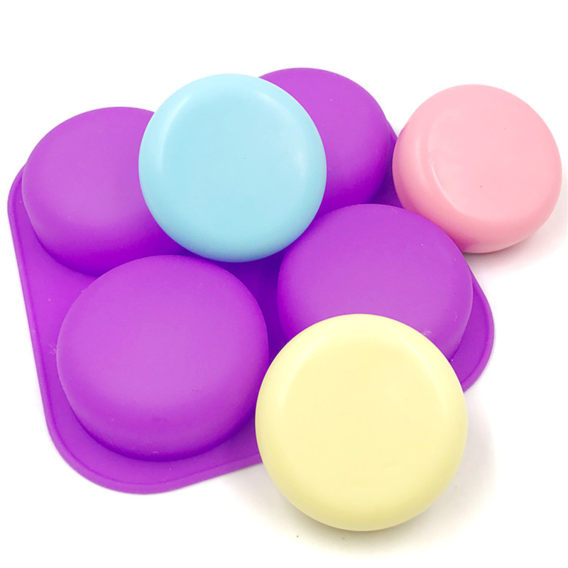 4 Cavity Round Circles Silicone Soap Molds Cake De... – Vicedeal