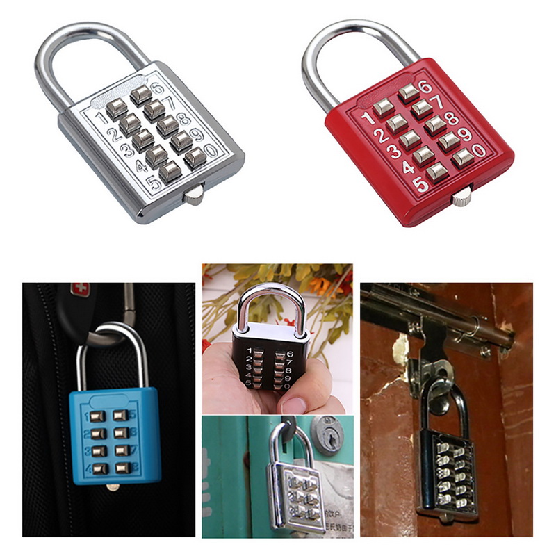 10 Digit Push Button Combination Padlock 5 Digit L... – Vicedeal