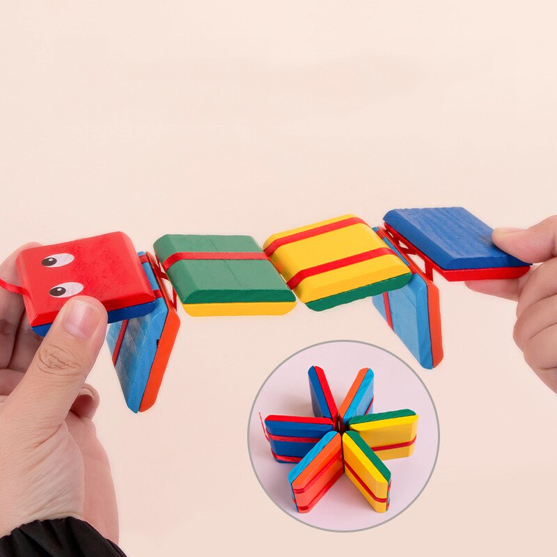 12pcs Magic Flip Folding Wooden Snake Blocks Class... – Vicedeal