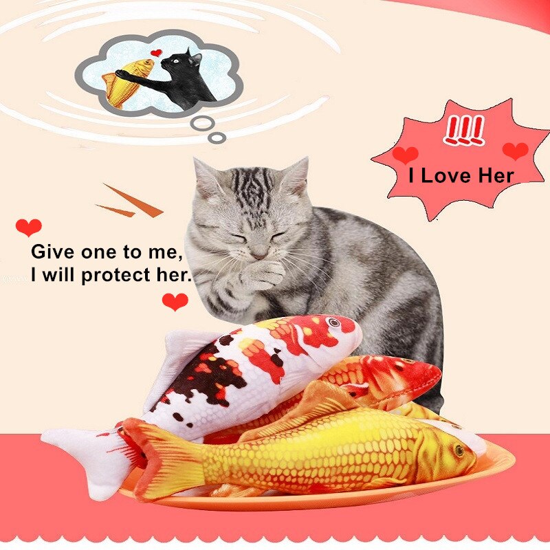 Coloful Plush Simulation Fish Pet Cat Kitten Toy A... – Grandado