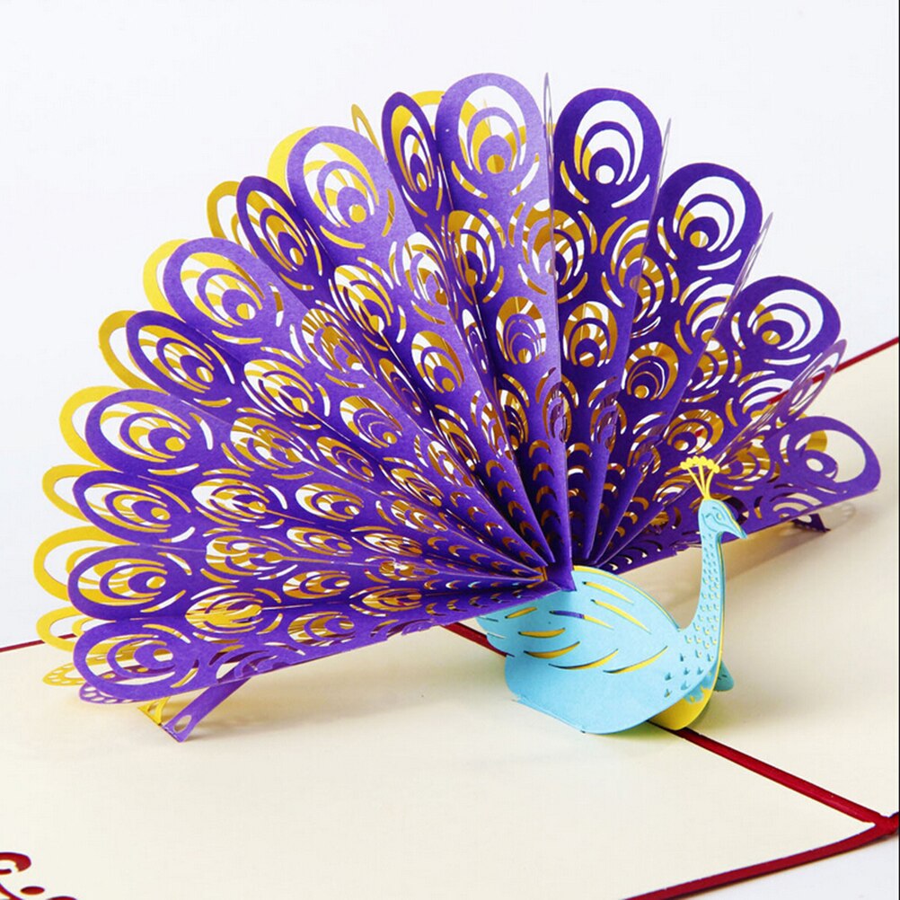 3D Animals Peacock Greeting Card Pop up Handmade P... – Grandado