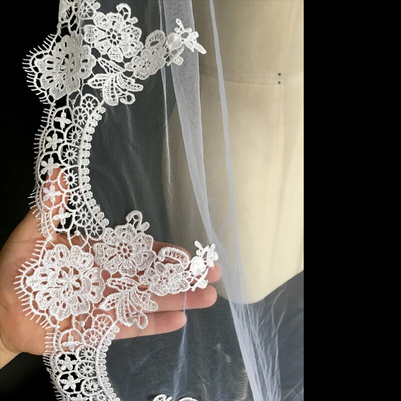 Velo de novia catedral con borde de encaje para mu... – Grandado