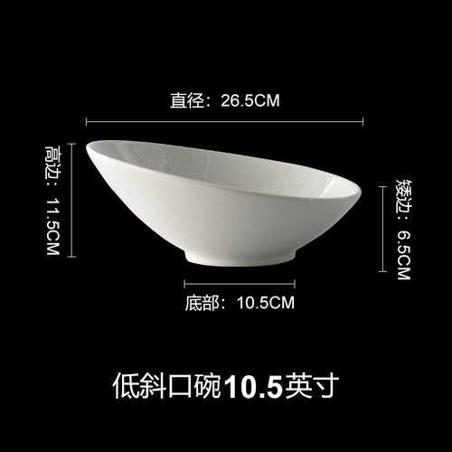Pure White Ceramic Oblique Bowl Fruit Salad Noodle... – Vicedeal