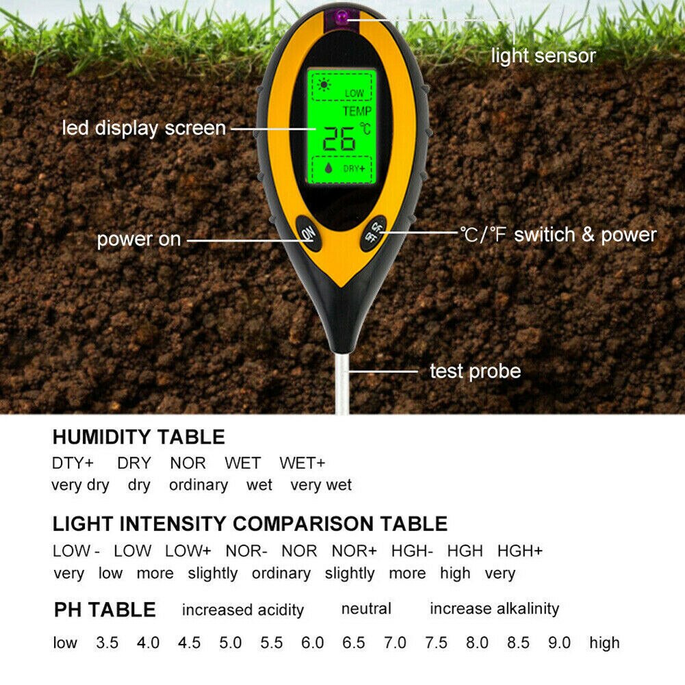 4 in 1 PH Tester Soil Water Moisture LCD Light Tes... – Vicedeal