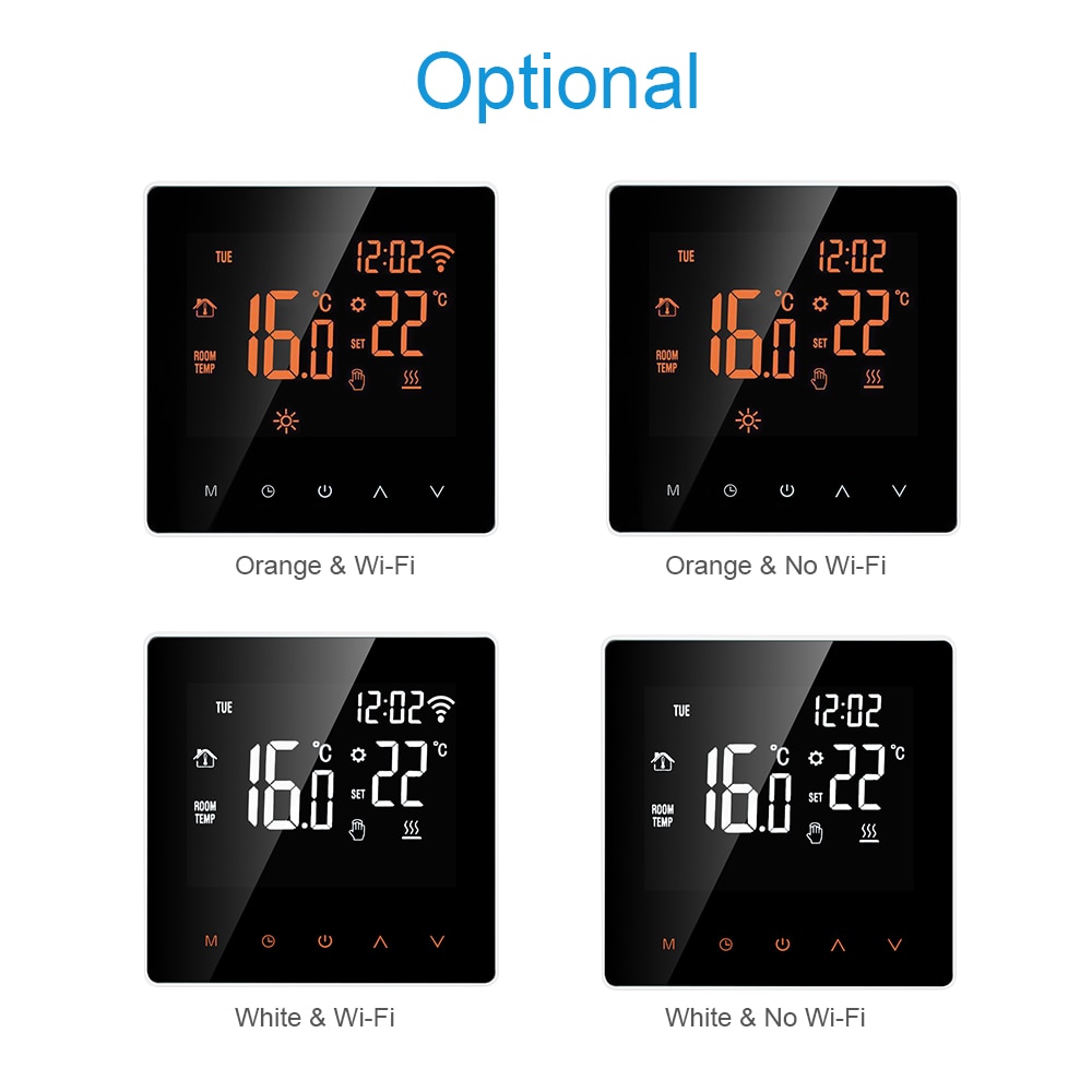 Thermostat 16A Wi-Fi /NO WIFI Orange / White Smart... – Grandado