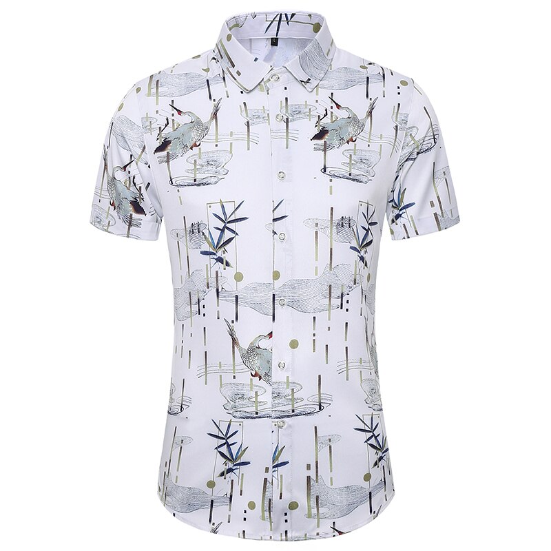 M-7XL Mannen Bamboe Afdrukken Bloemen Shirts Korte... – Grandado