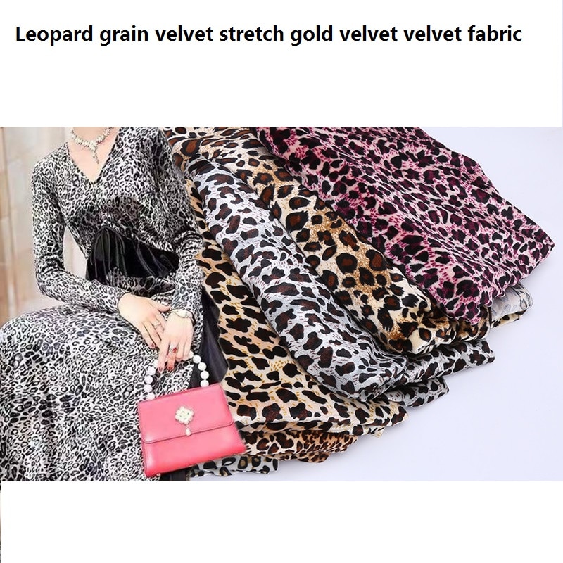 leopard print velvet stretch gold velvet fabric ve... – Grandado