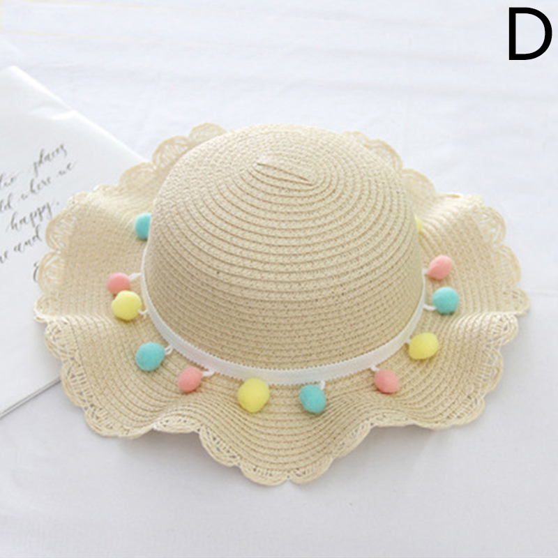 Summer Child Beach Sun Hats Children Girls Straw Bucket Hats Wide Brim ...