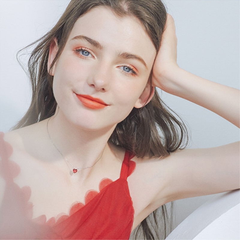 Gentle Red Heart Pendant Clavicle Choker 925 Sterl... – Grandado