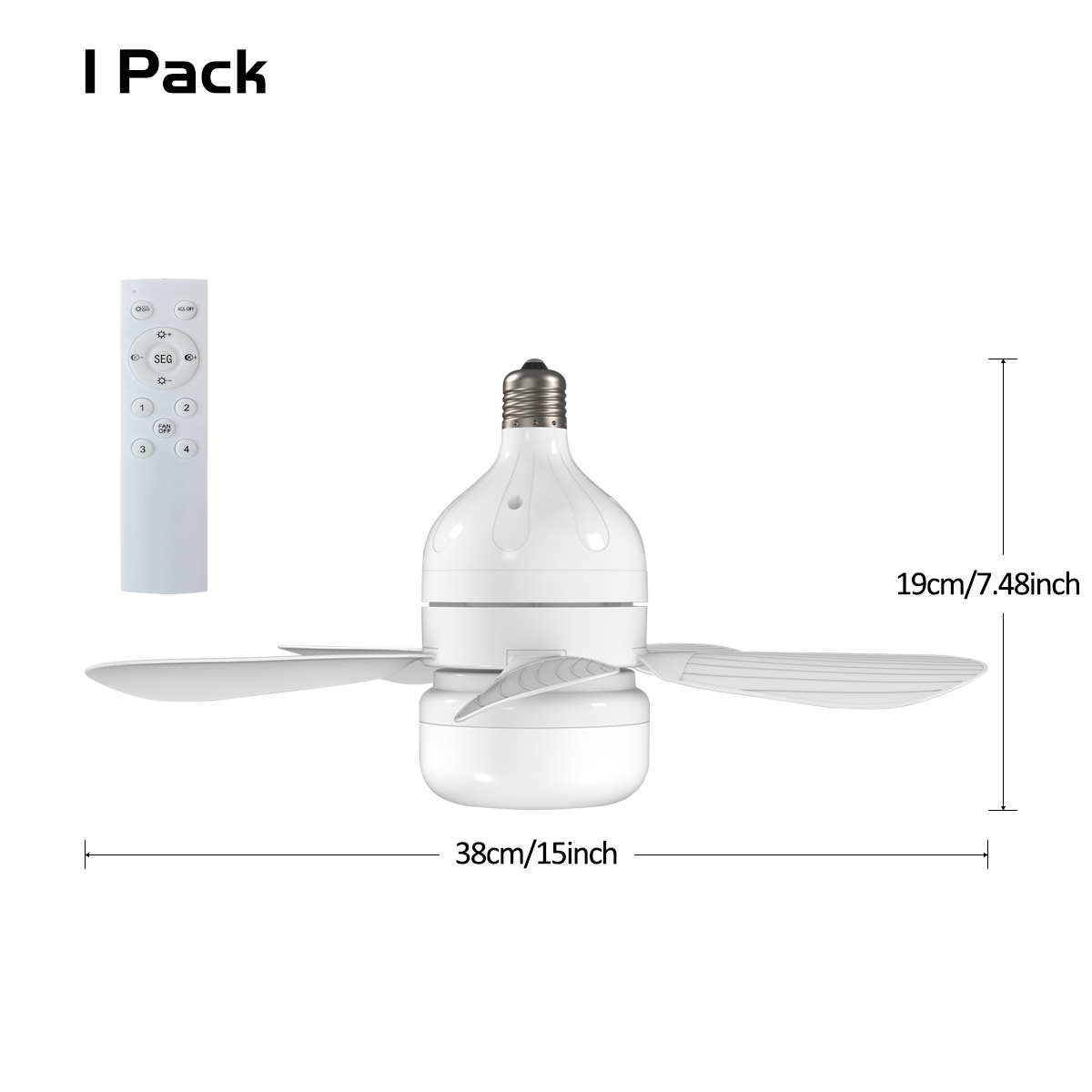 Socket Fan Light With Remote Led Bulb Ceiling Fan Grandado