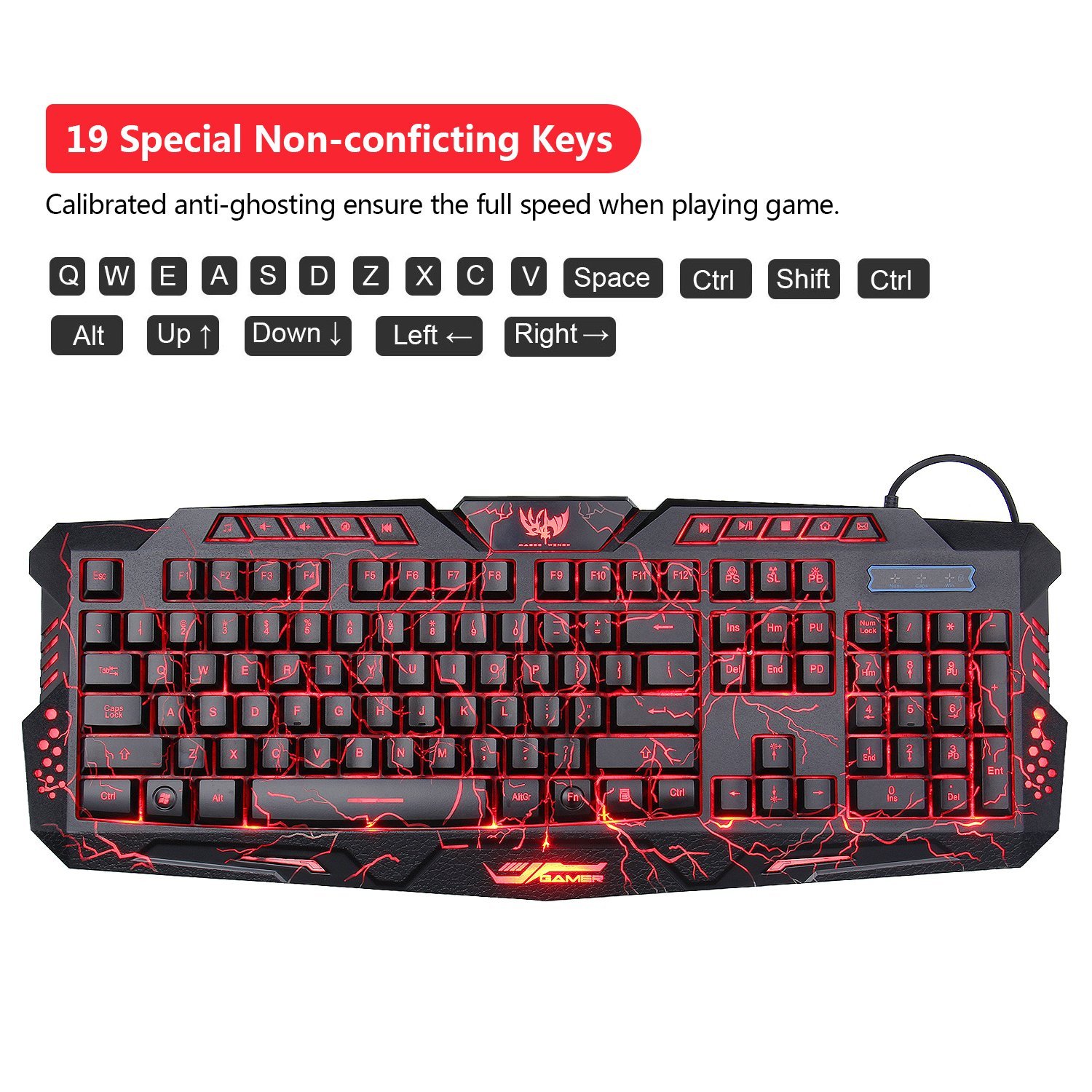Gaming Backlight Keyboard LED Russian Layout USB W... – Grandado