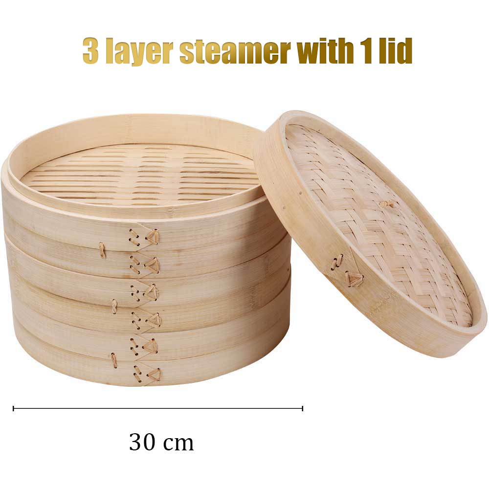 Bamboo Steamer Weaving Cooker Basket Tools With Co... – Vicedeal