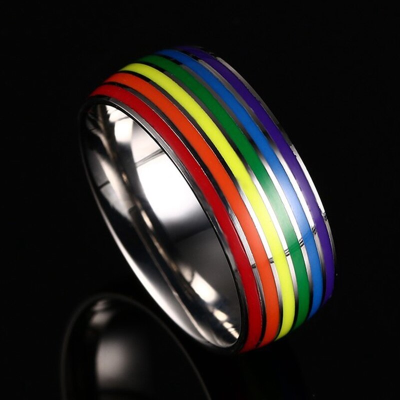 Rainbow LGBT Pride Ring For Lesbian Gay Wedding En... – Grandado