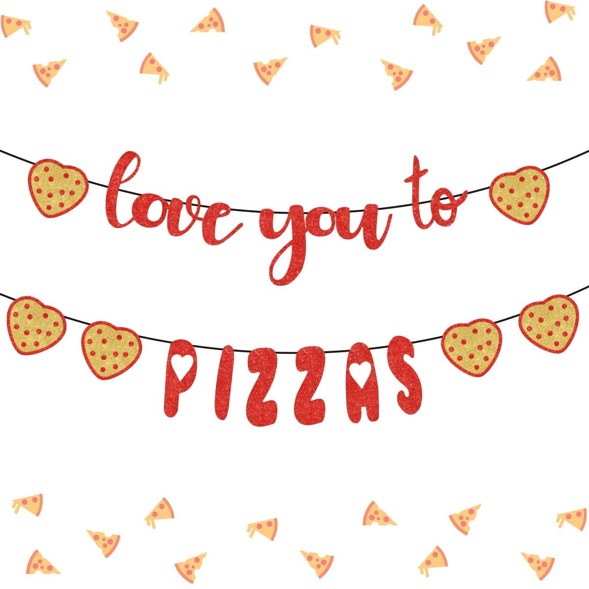 JOLLYBOOM Love You to Pizzas Banner Valentines Day... – Grandado