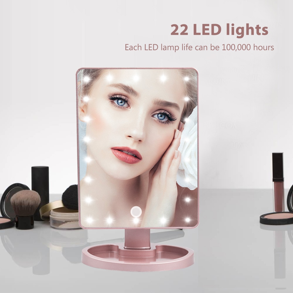 22 LED Lights Touch Screen Makeup Mirror 1X 10X Ma... – Vicedeal