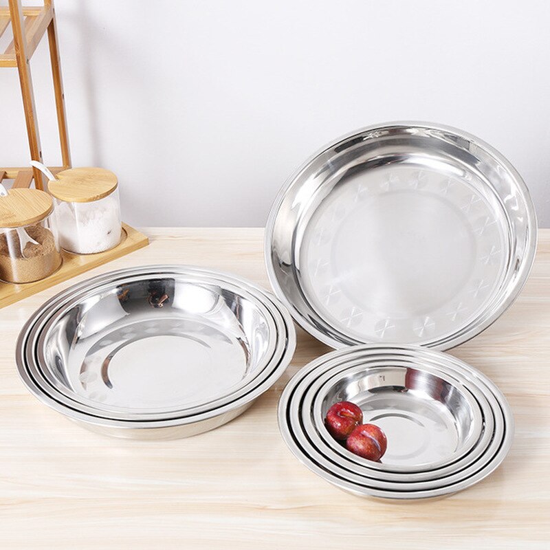 Round Stainless Steel Dinner Plate flatware for Sa... – Vicedeal