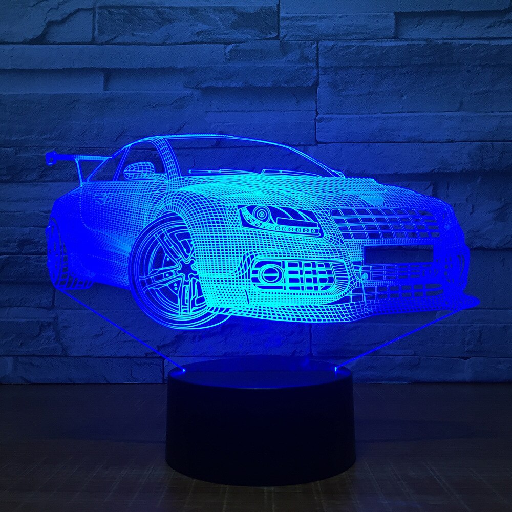 Sport Racing Auto 3D USB LED Nachtlampje 7 Kleuren... – Grandado