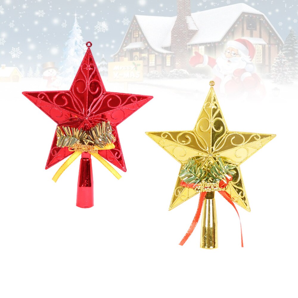 2pcs Golden Christmas Tree Topper Star Pentagram T... – Grandado
