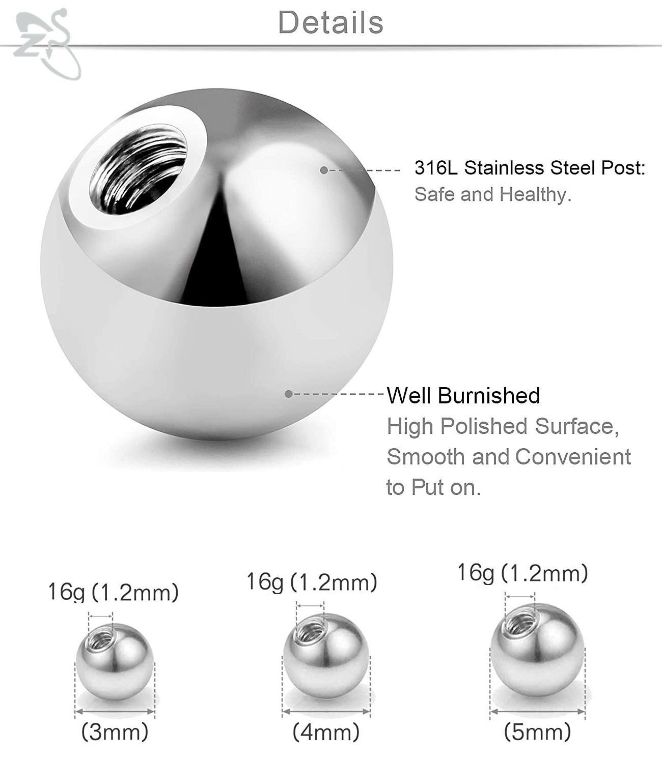ZS 10/30/100PCS Stainless Steel Ball 18G 16G High ... – Grandado